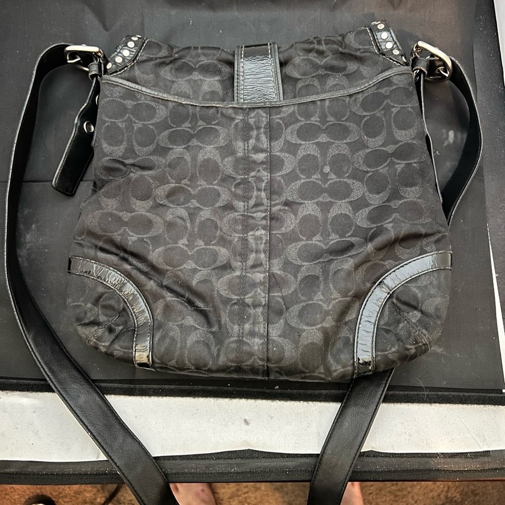 Coach G0868-F12852 Black Signature Logo Jacquard Flap… - Gem